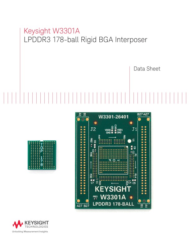 W3301A LPDDR3 178-ball Rigid BGA Interposer PDF Asset Page | Keysight